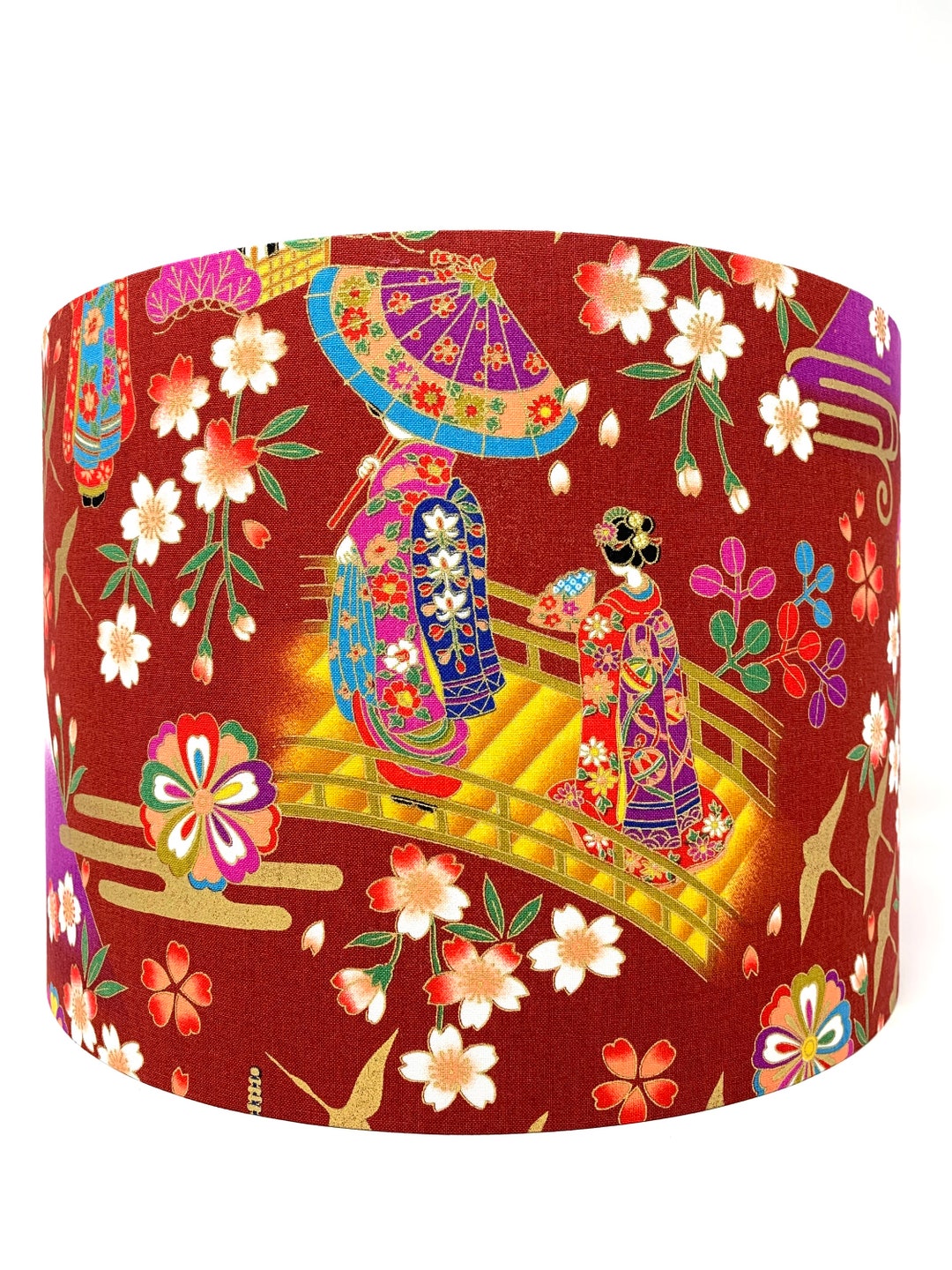 Geisha Geiko Lampshade, Red Oriental Lamp Shade, Japanese Light Shade ...