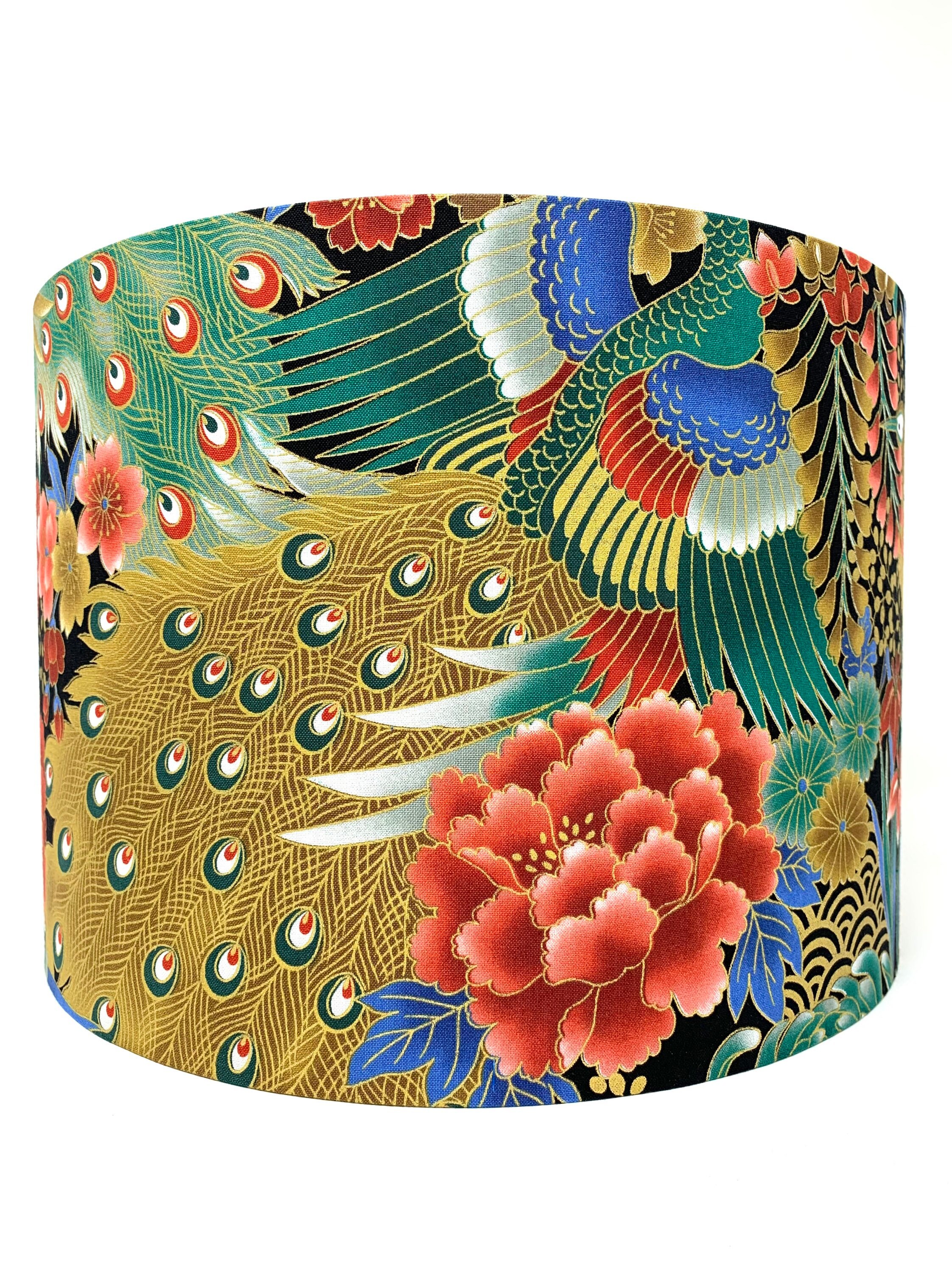 Peacock Lampshade Japanese Lamp Shade Teal Green Oriental | Etsy