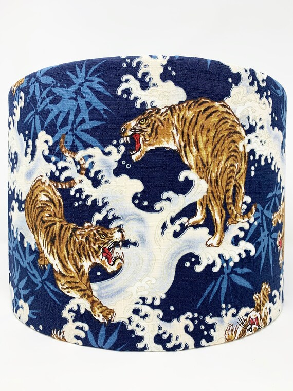 Tigers Lampshade Japanese Lamp Shade Oriental Chinese Blue - Etsy
