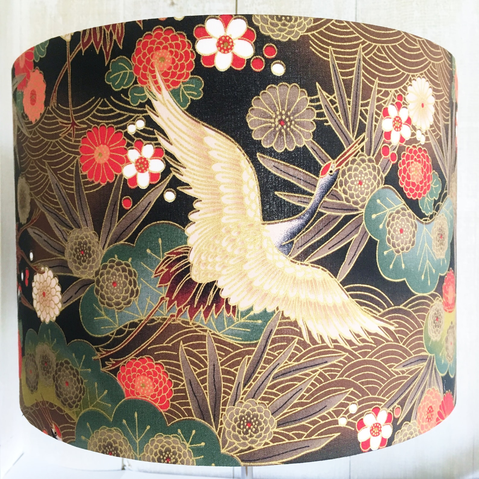 Oriental Lampshade Japanese Lamp Shade Crane or Heron for - Etsy
