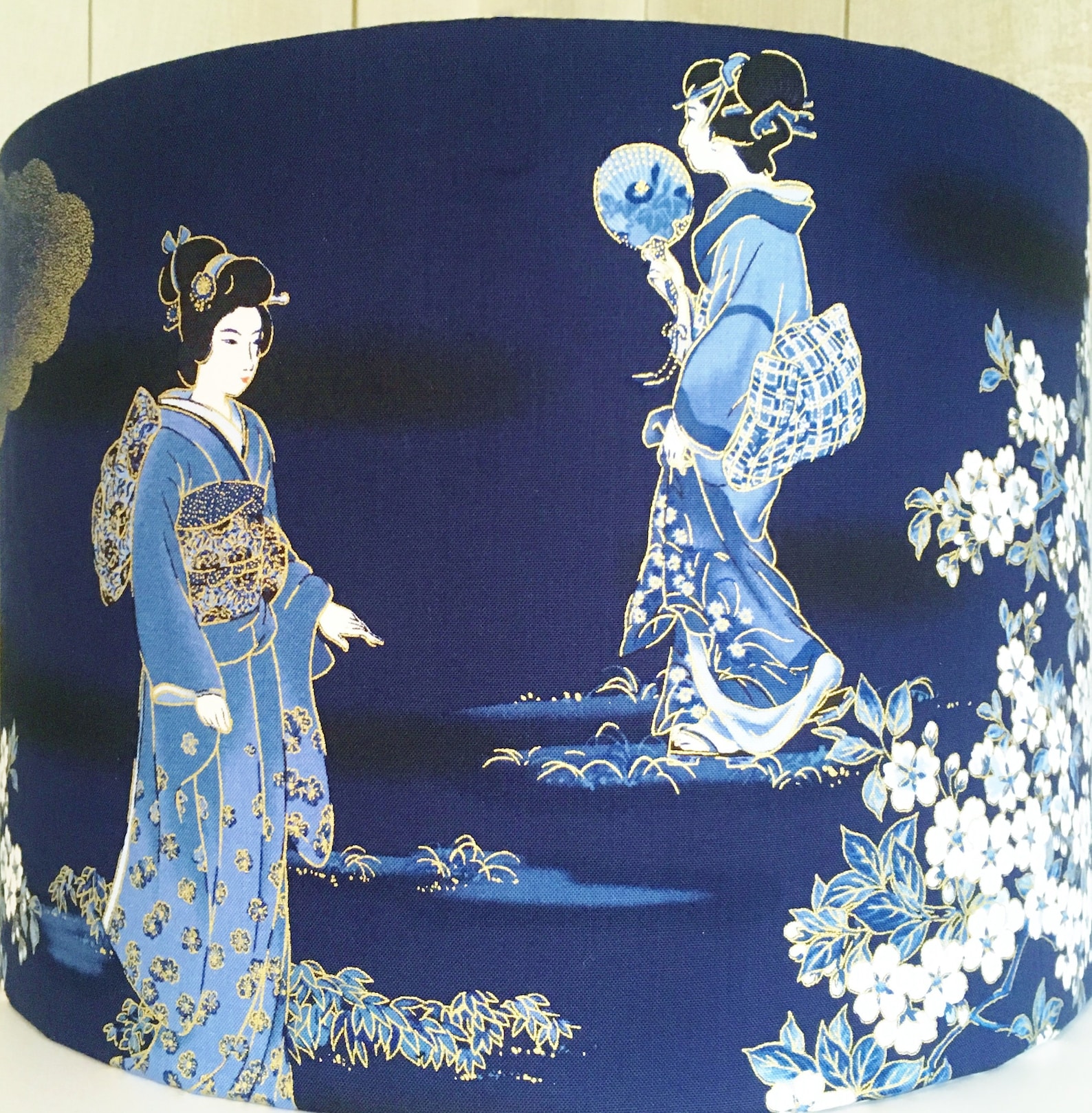 Oriental Lampshade Japanese Lamp Shade With Geisha and - Etsy