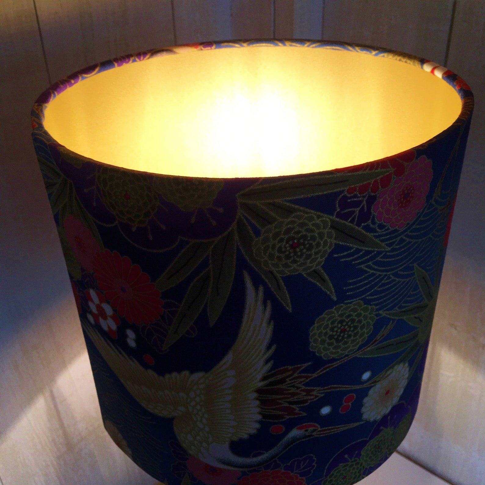 Oriental Lampshade Japanese Lamp Shade Crane or Heron Blue | Etsy