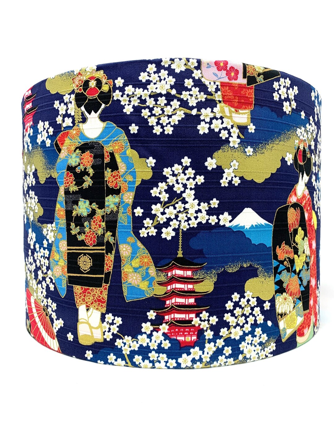 Japanese Geisha Lampshade, Oriental Navy Blue Lamp Shade, Geiko Asian ...