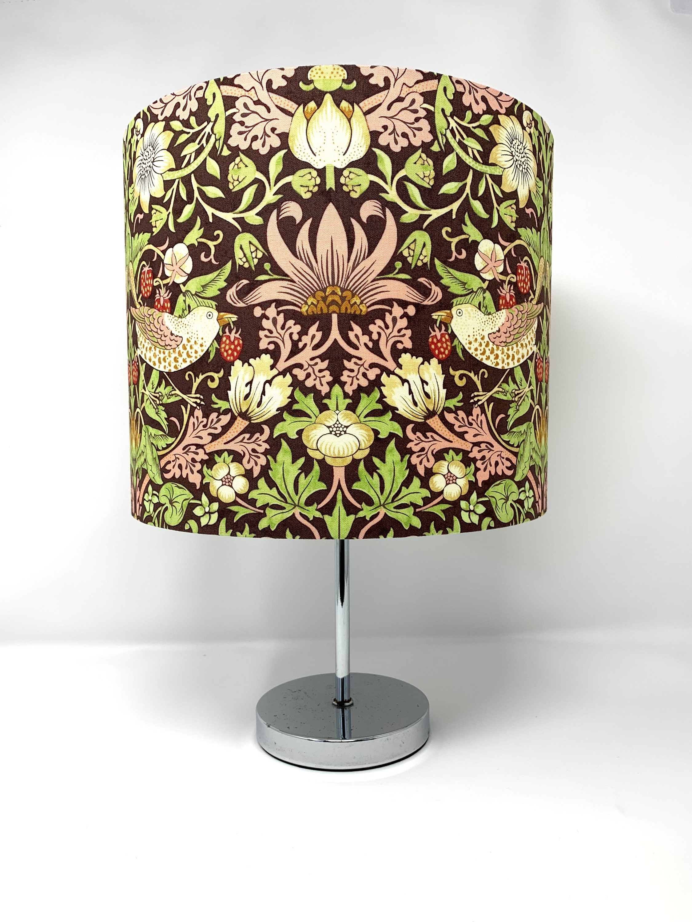 William Morris Lamp Shade, Strawberry Thief Green Brown, for Standard ...