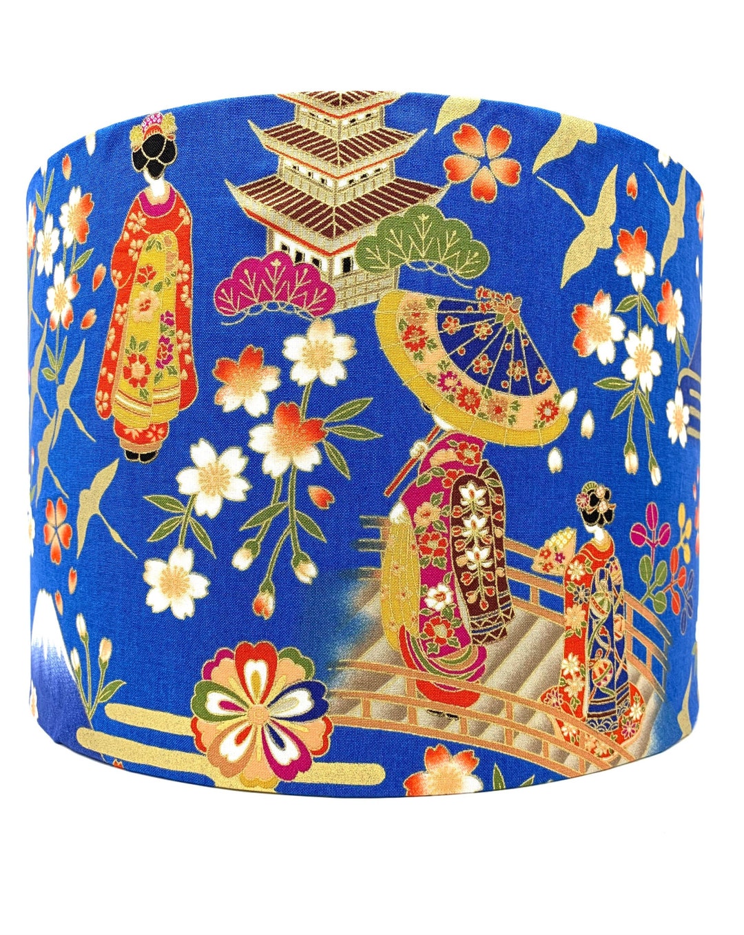 Geisha Geiko Lampshade, Blue Oriental Lamp Shade, Japanese Light Shade ...