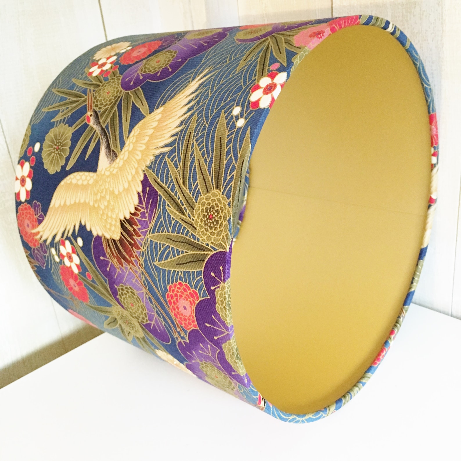 Oriental Lampshade Japanese Lamp Shade Crane or Heron Blue | Etsy