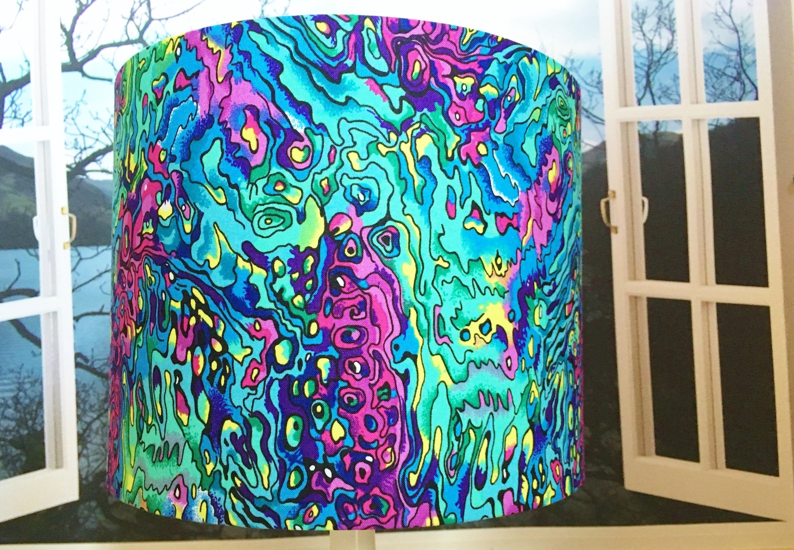Psychedelic Lava Lampshade Blue Purple and Pink Lamp Shade - Etsy UK