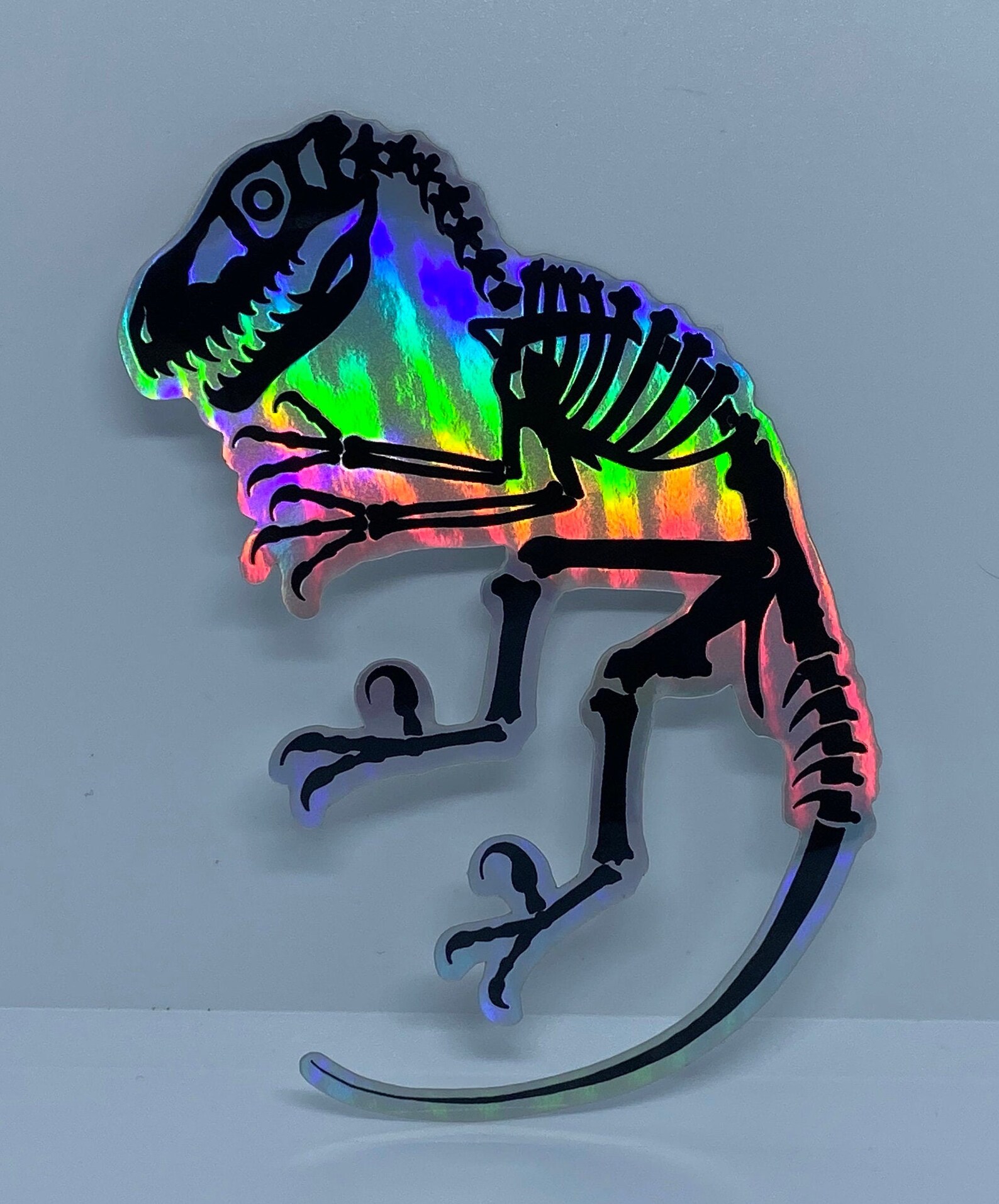 Velociraptor Skeleton Holographic Sticker Dinosaur Sticker - Etsy