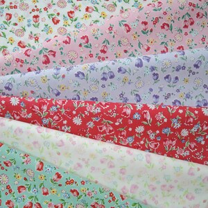 Bundle of 18 of Yuwa Atsuko Matsuyama 30's Collection Sweet Tulip in 6 Colorways. Approx 9 X 21 ...