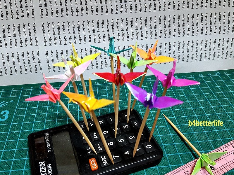 Lot of 20pcs 1.5 Origami Crane Cake Topper Cocktail - Etsy