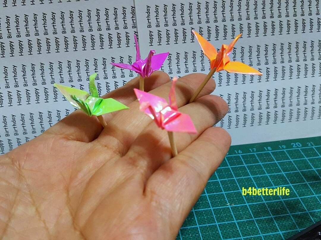 Lot of 20pcs 1.5" Origami Crane Cake Topper, Cocktail Picker. (AV Paper ...