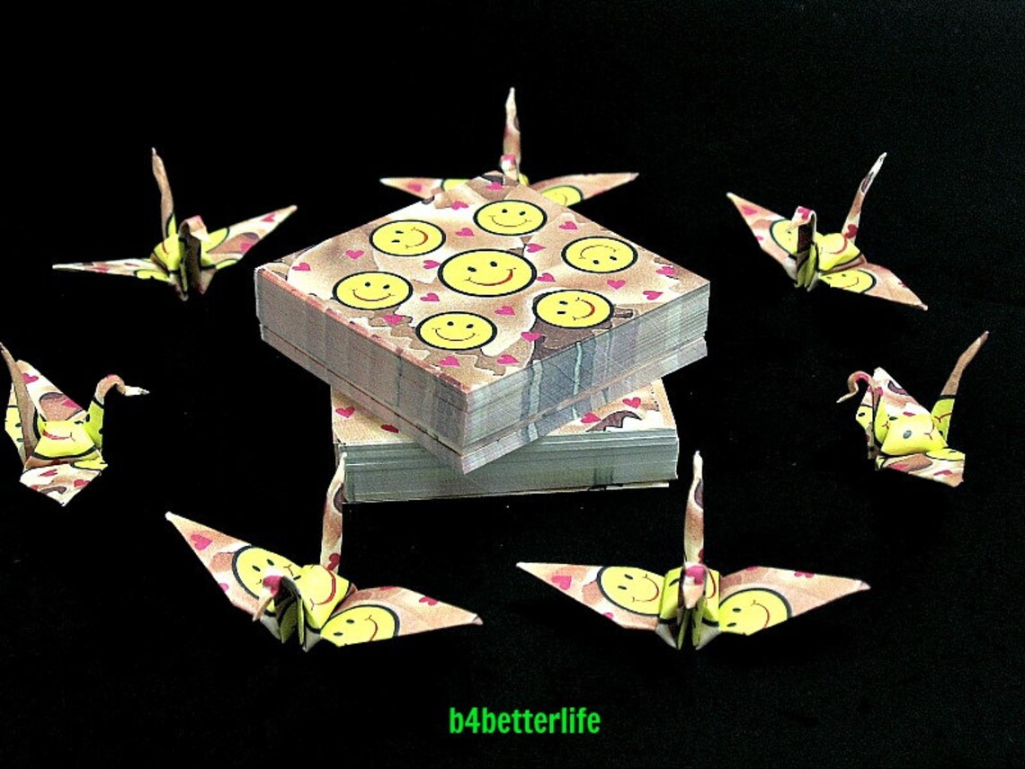 500 Sheets SMILEY Printed Paper Kit for Origami Cranes. 4.5cm | Etsy