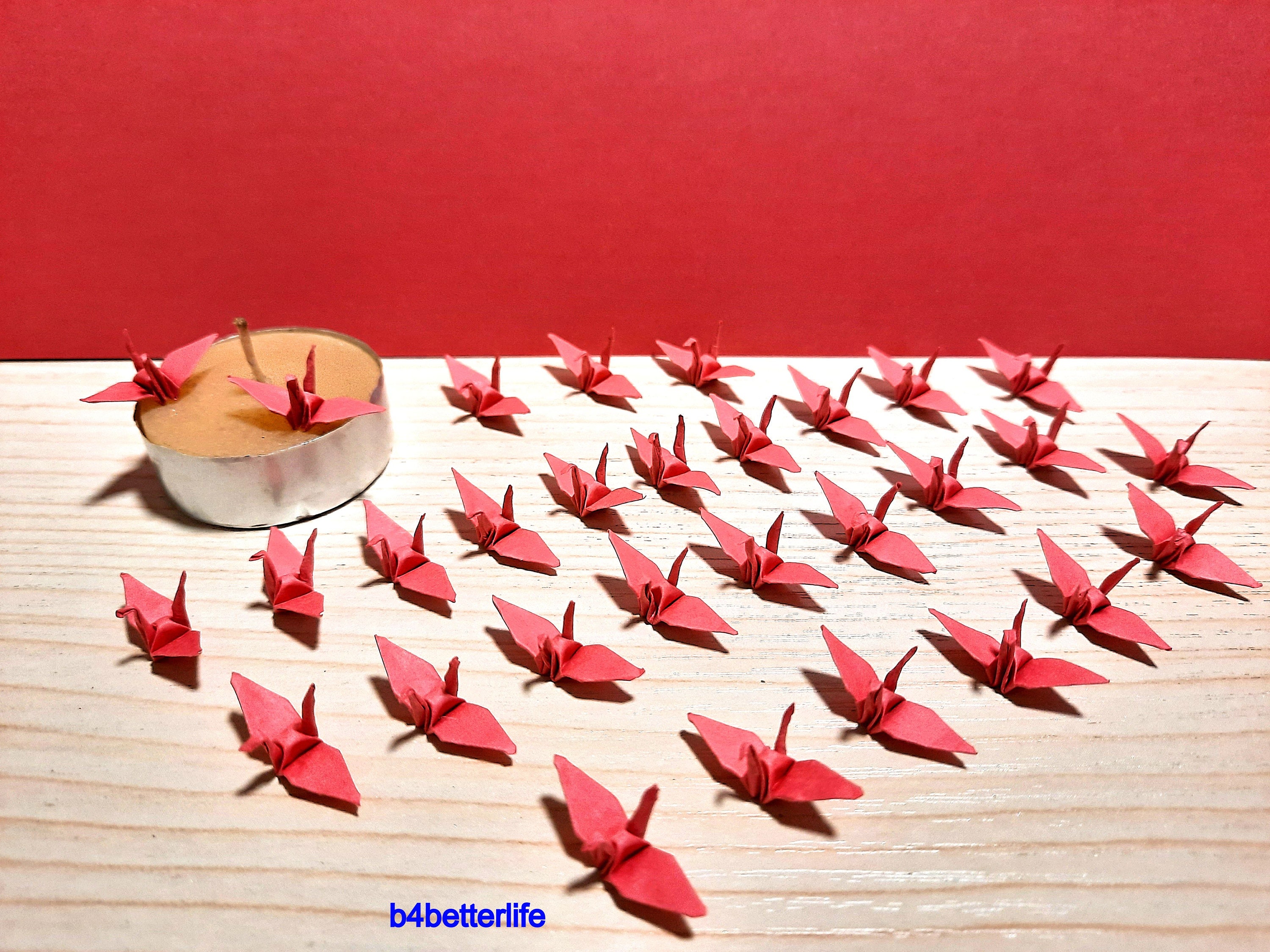 100pcs Red Color 1-inch Origami Cranes Hand-folded From 1"x1" Square ...