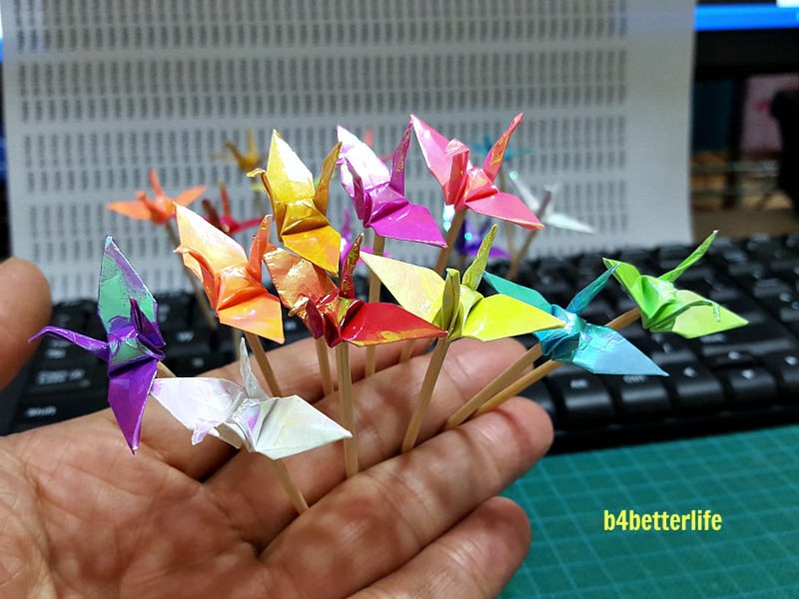 Lot of 20pcs 1.5 Origami Crane Cake Topper Cocktail - Etsy