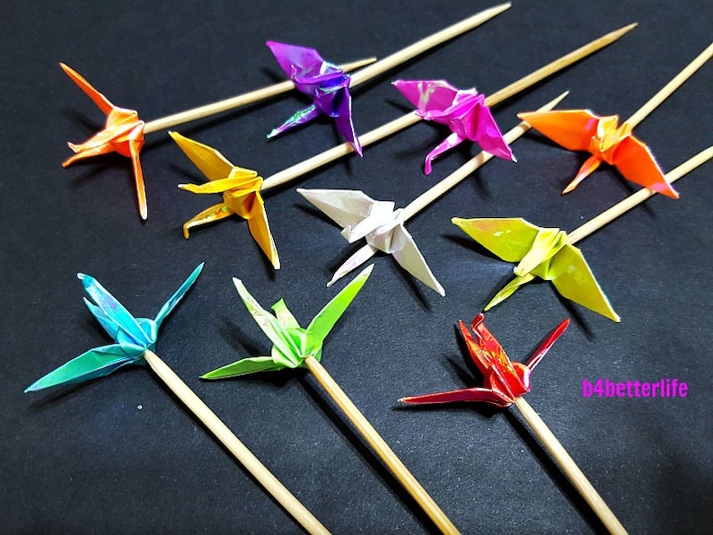 Lot of 20pcs 1.5 Origami Crane Cake Topper Cocktail - Etsy