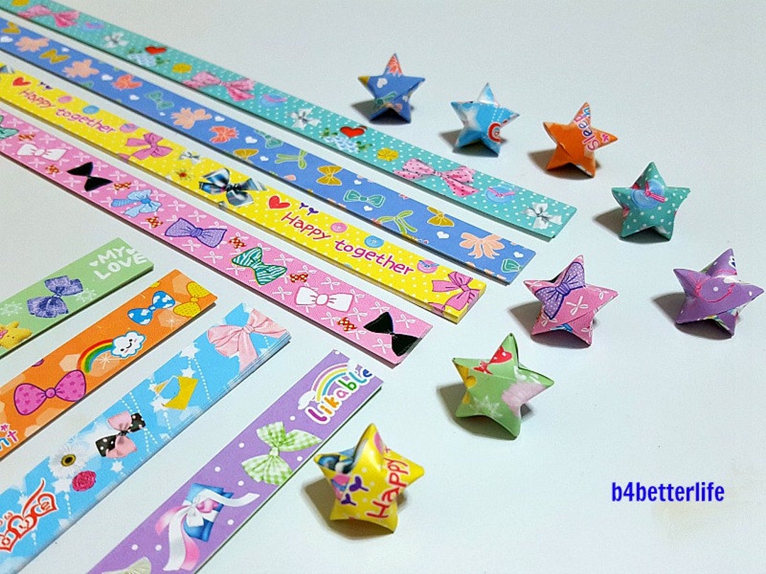 400 Strips of DIY Origami Lucky Stars Paper Folding Kit. 26cm X 1.2cm ...