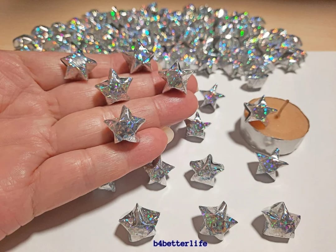 500pcs Silver Color Medium Size Origami Lucky Stars Hand-folded From 24 ...