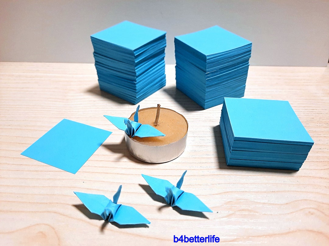 1,000 Sheets Blue Color 1.5" Origami Crane Paper Folding Kit. 1.5" X 1. ...