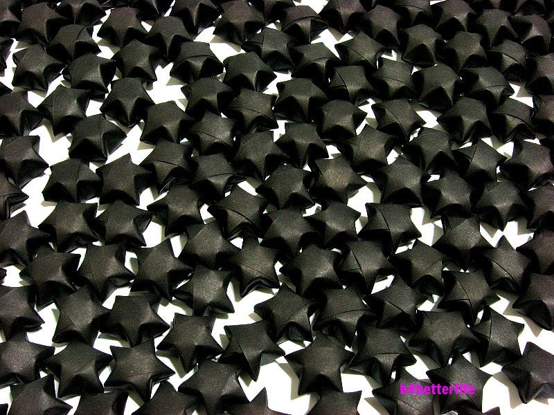 500pcs Black Color Origami Lucky Stars Hand-folded From 24.5cm X 1.2cm ...