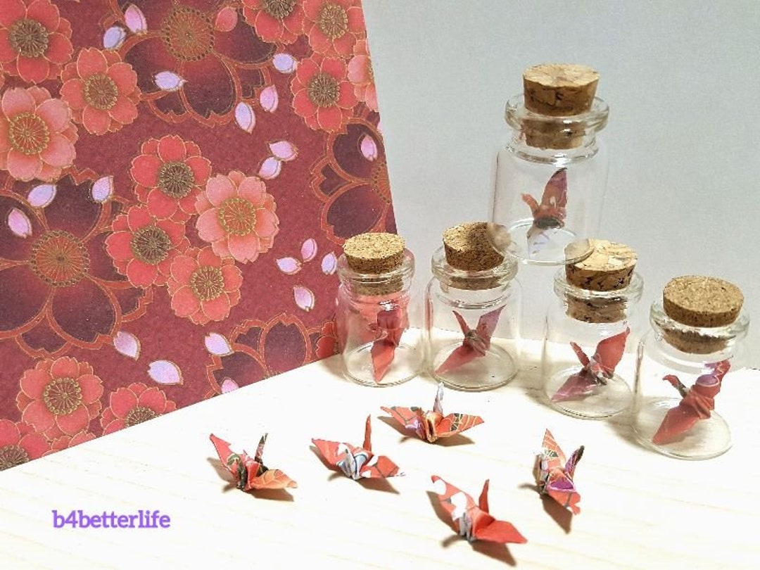 Lot of 20pcs 1-inch Hand-folded Paper Crane in Mini Glass Bottle With ...