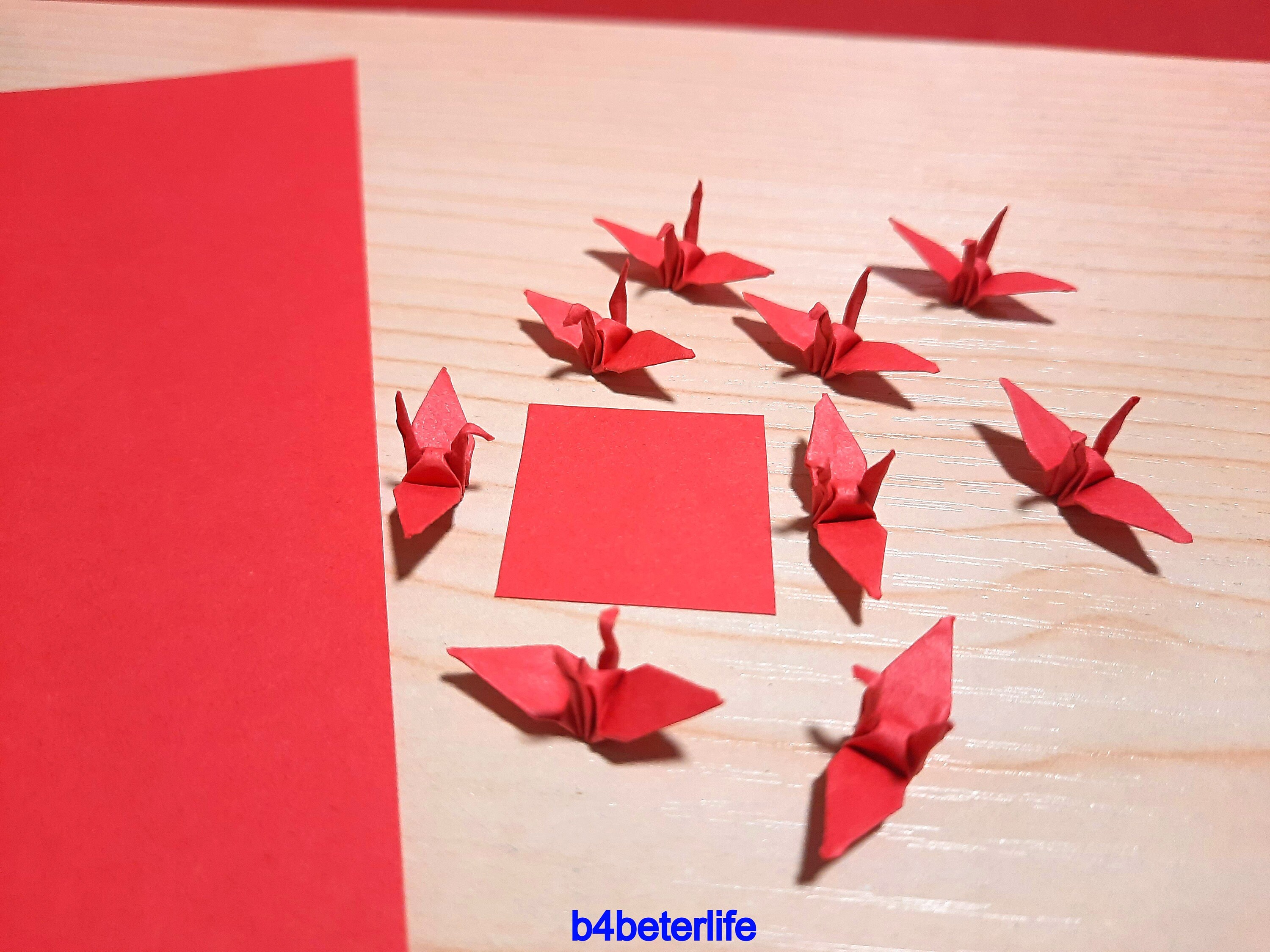 100pcs Red Color 1-inch Origami Cranes Hand-folded From 1"x1" Square ...