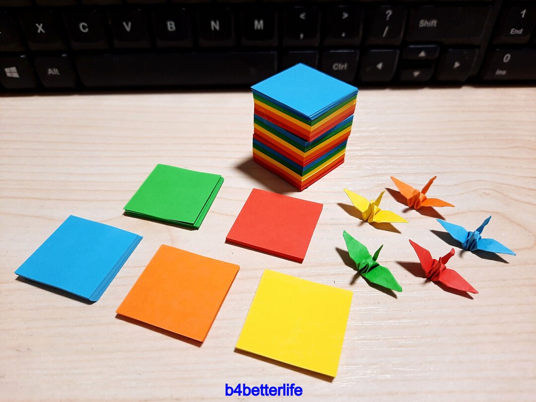 1,000 Sheets Assorted Colors 1-inch Origami Crane Paper Folding Kit. 1 ...
