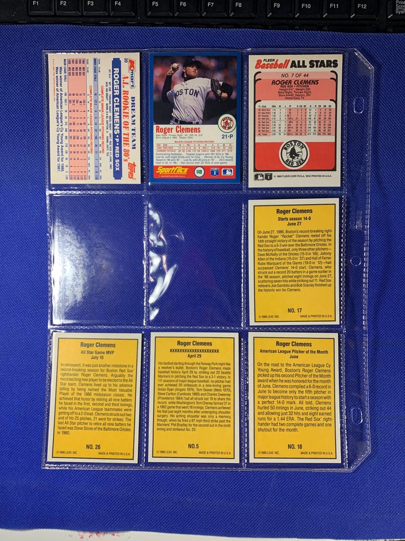 8 Roger Clemens Baseball Cards - All One Price!! Excellent Condition ...