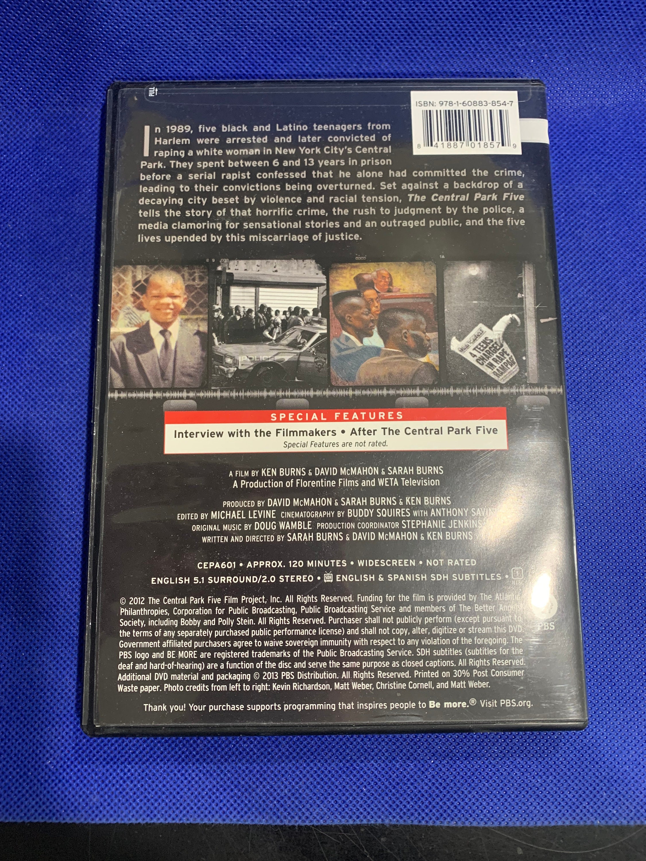 DVD the Central Park Five Ken Burns, David Mcmahon, Sarah Burns PBS VG ...