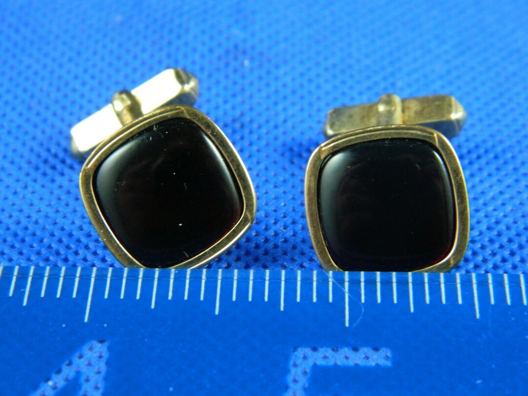 Swank Cufflinks - 12K Gold Filled - Ruby Colored Stone - Sharp!! - Etsy