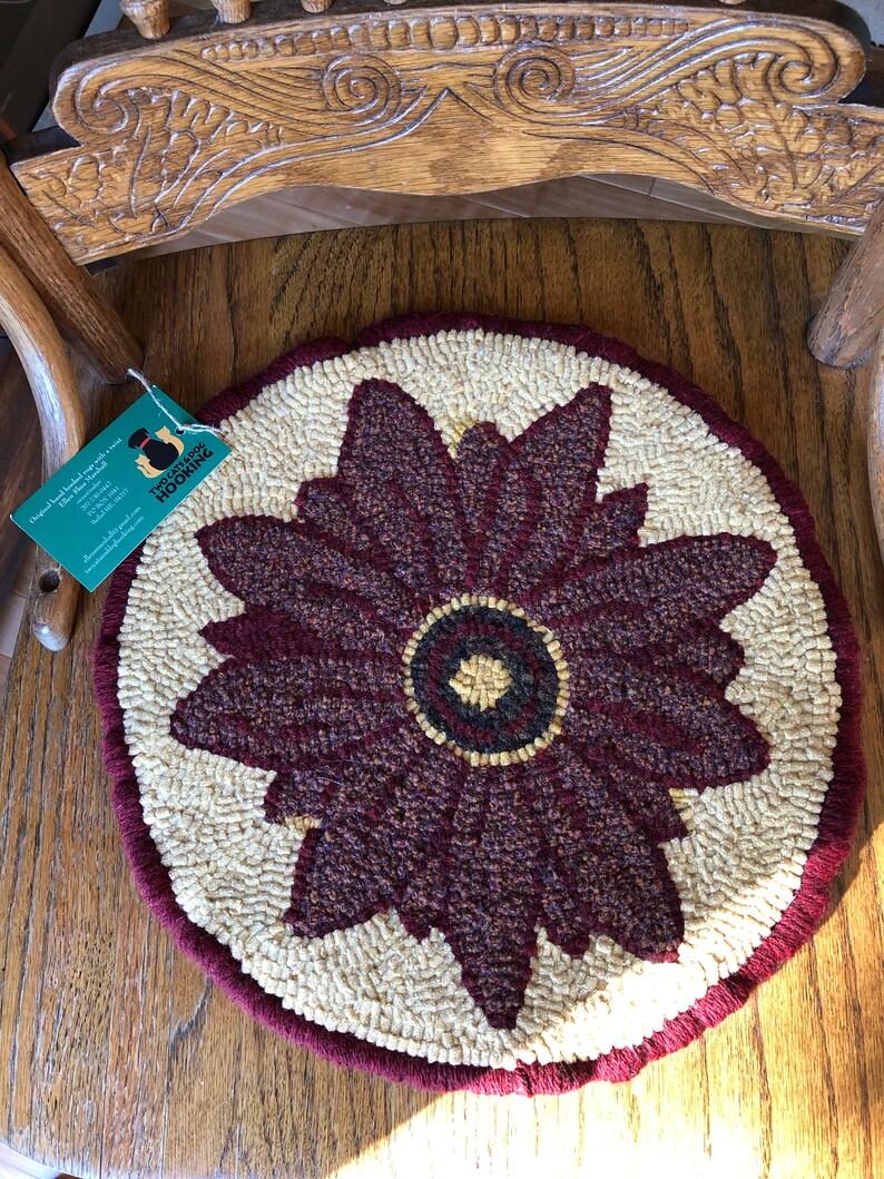 Hooked Rug Chair Pad Dark Sunflower - Etsy