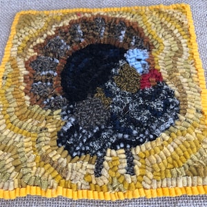 Rug Hooking Pattern, "tom Turkey" , 8 X 8 Inch, Primitive Linen - Etsy