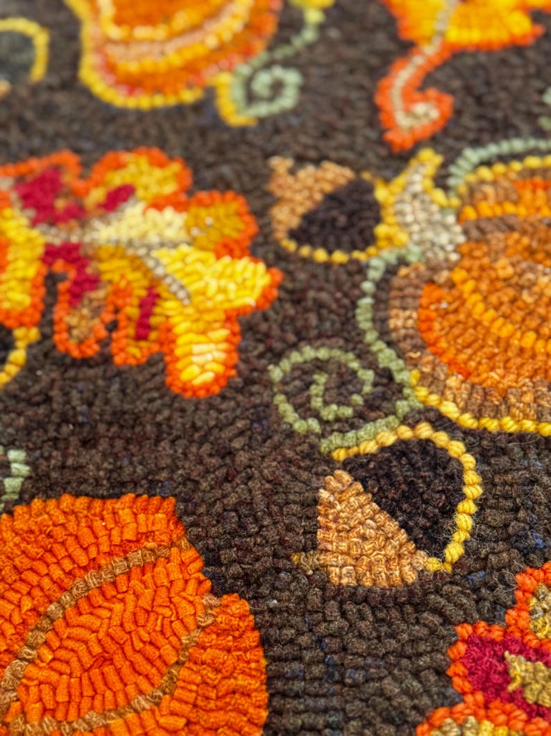 Fall Wool Hand Hooked Rug - Etsy