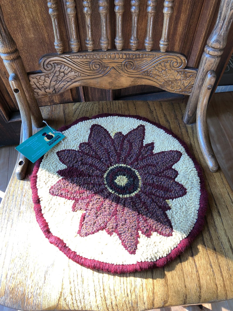 Hooked Rug Chair Pad Dark Sunflower - Etsy