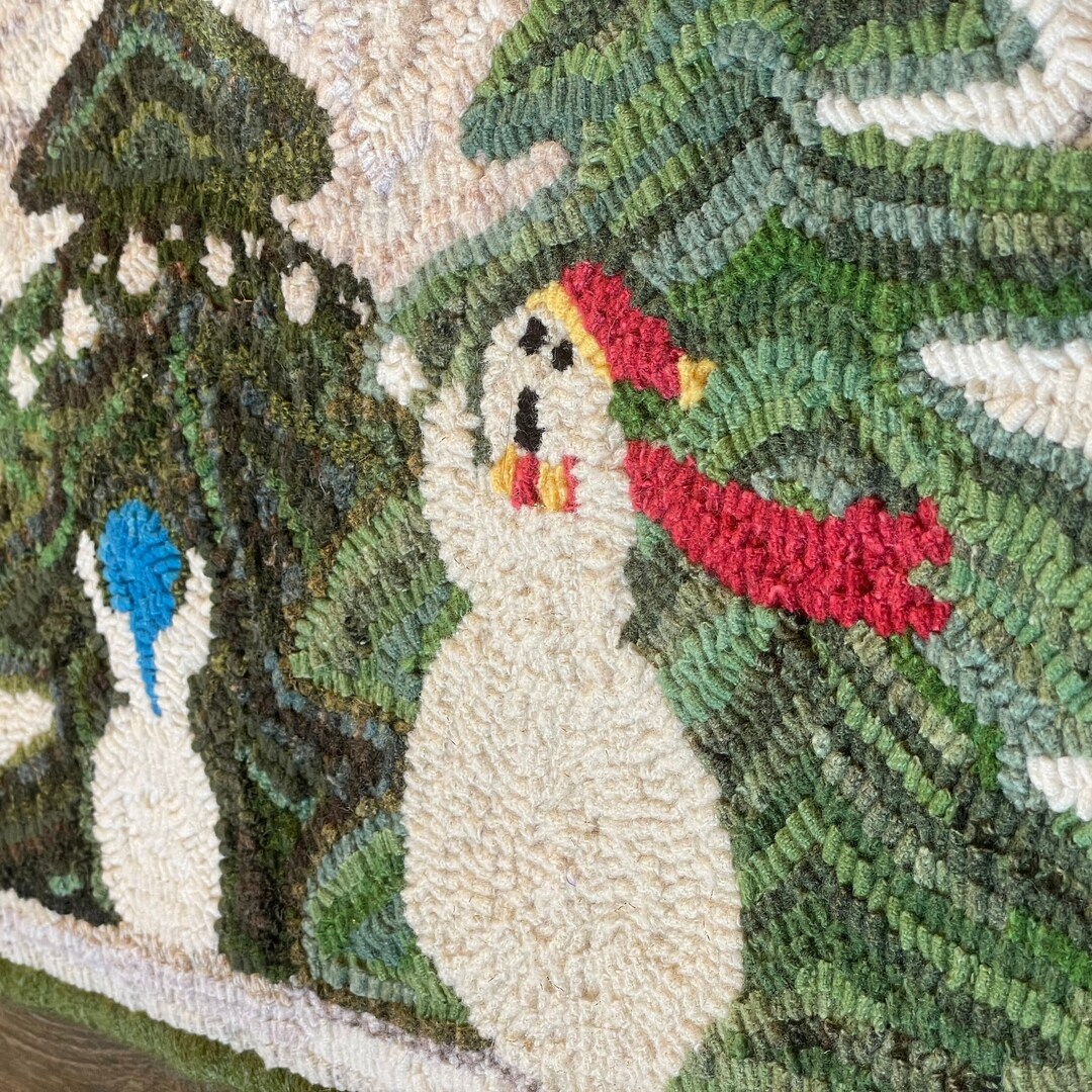 Snowmen Wool Hooked Rug, Snowmen Playing in the Woods - Etsy