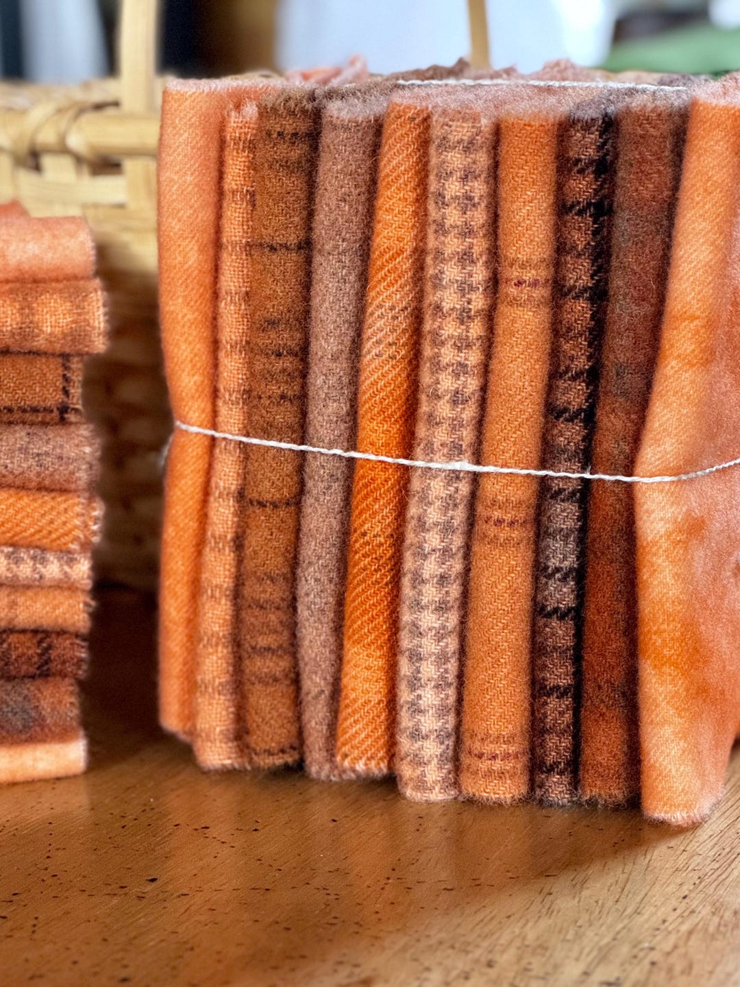 Hand Dyed Primitive Orange Wool Fabric, 10 Fat Sixteenths, Rug Hooking ...