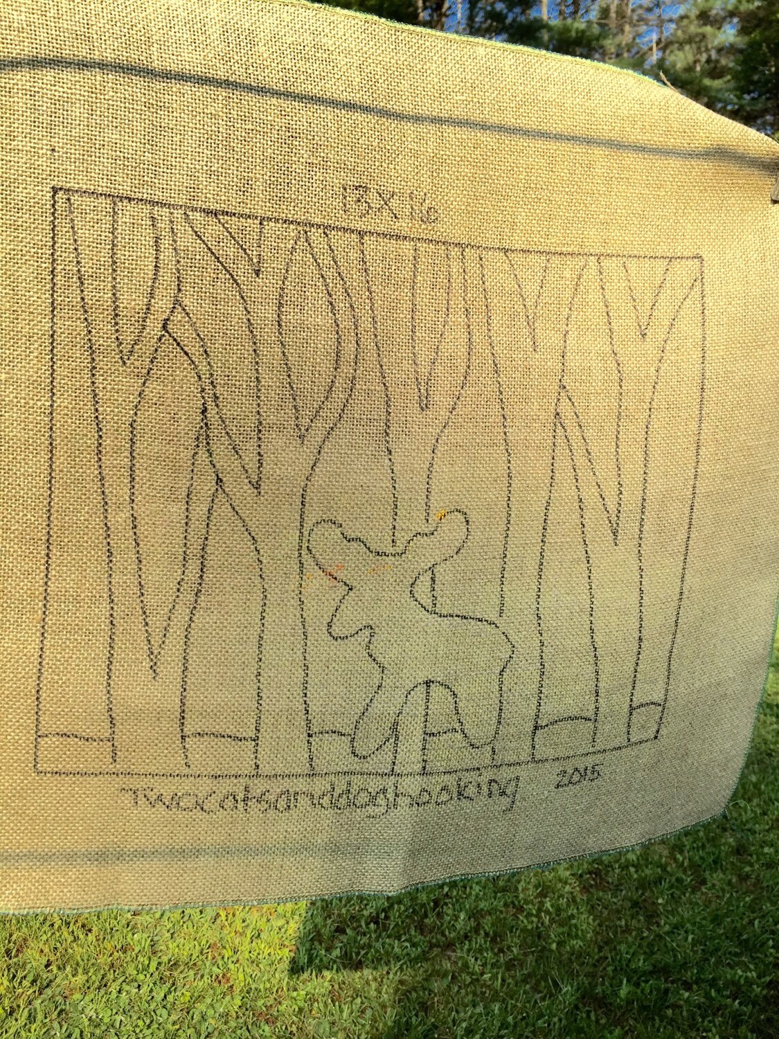 Hooked Rug Pillow Pattern maine Moose in Birch - Etsy