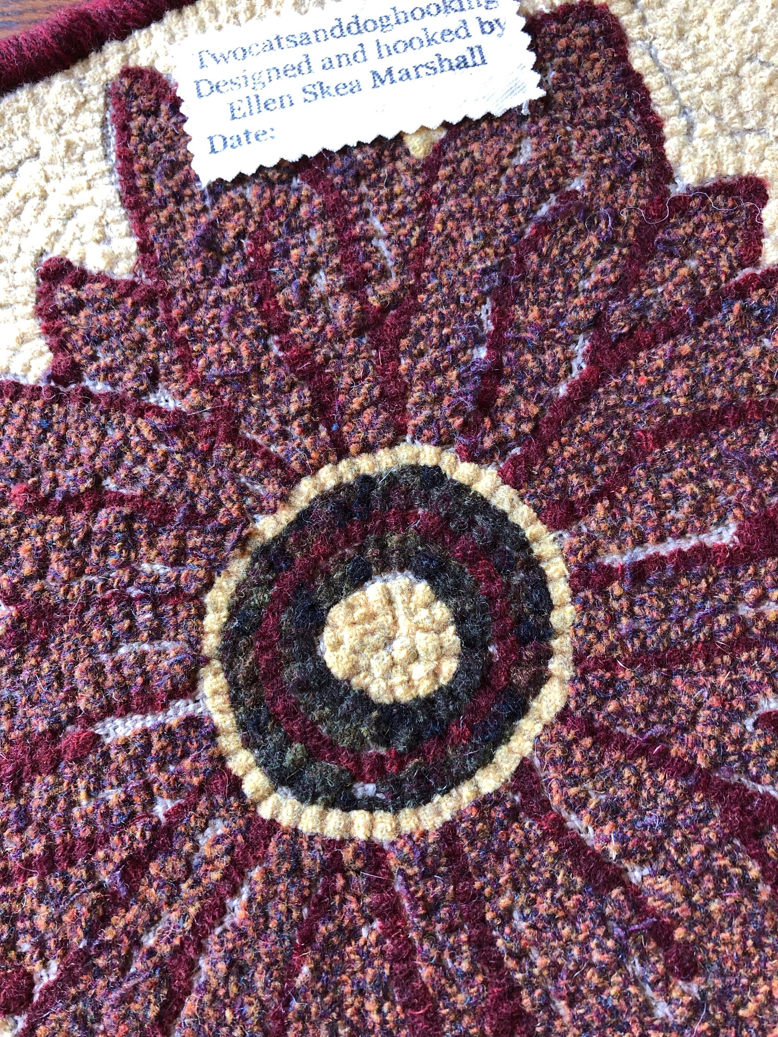 Hooked Rug Chair Pad Dark Sunflower - Etsy