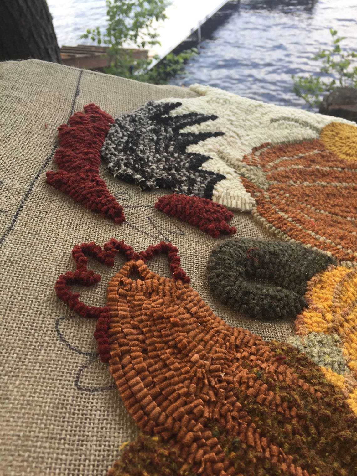 Hooked Rug Pattern autumn Farmyard on Primitive - Etsy