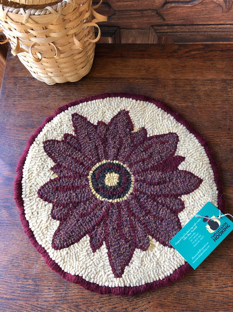 Hooked Rug Chair Pad Dark Sunflower - Etsy