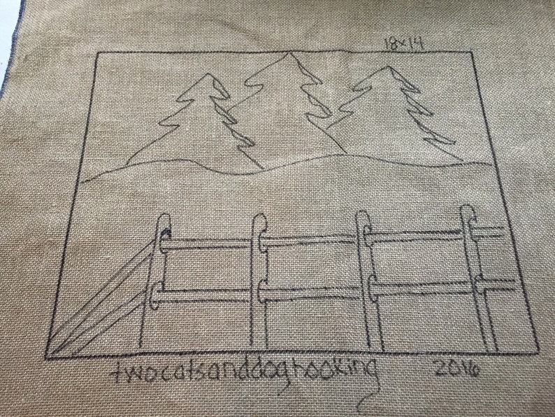 Hooked Rug Pattern on Linen Simple Snow Scene 18 X 14 Inches | Etsy