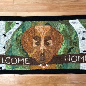 Hooked Rug Pattern on Linen, "welcome Home", Labrador Retriever - Etsy