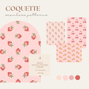 Coquette Clipart Bundle: Pink Christmas Seamless Patterns (digital ...
