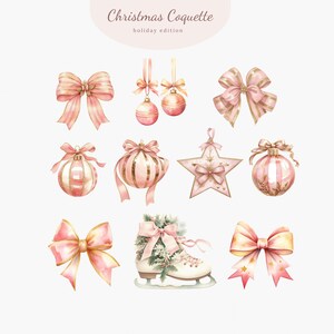 Pink Christmas Clipart Bundle: Coquette Watercolor Bows (PNG ...