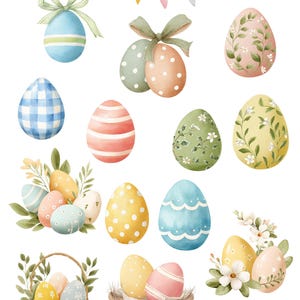 Easter Spring Clipart Watercolor Easter Eggs Bunnies Lamb Cottagecore ...