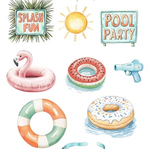 Pool Party Clipart: Summer Kids, Cocktails, Floaties (digital Download ...