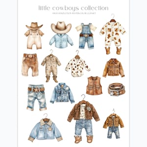 Cute Cowboy Clipart Bundle Watercolor Wild West Boys for Baby Shower ...