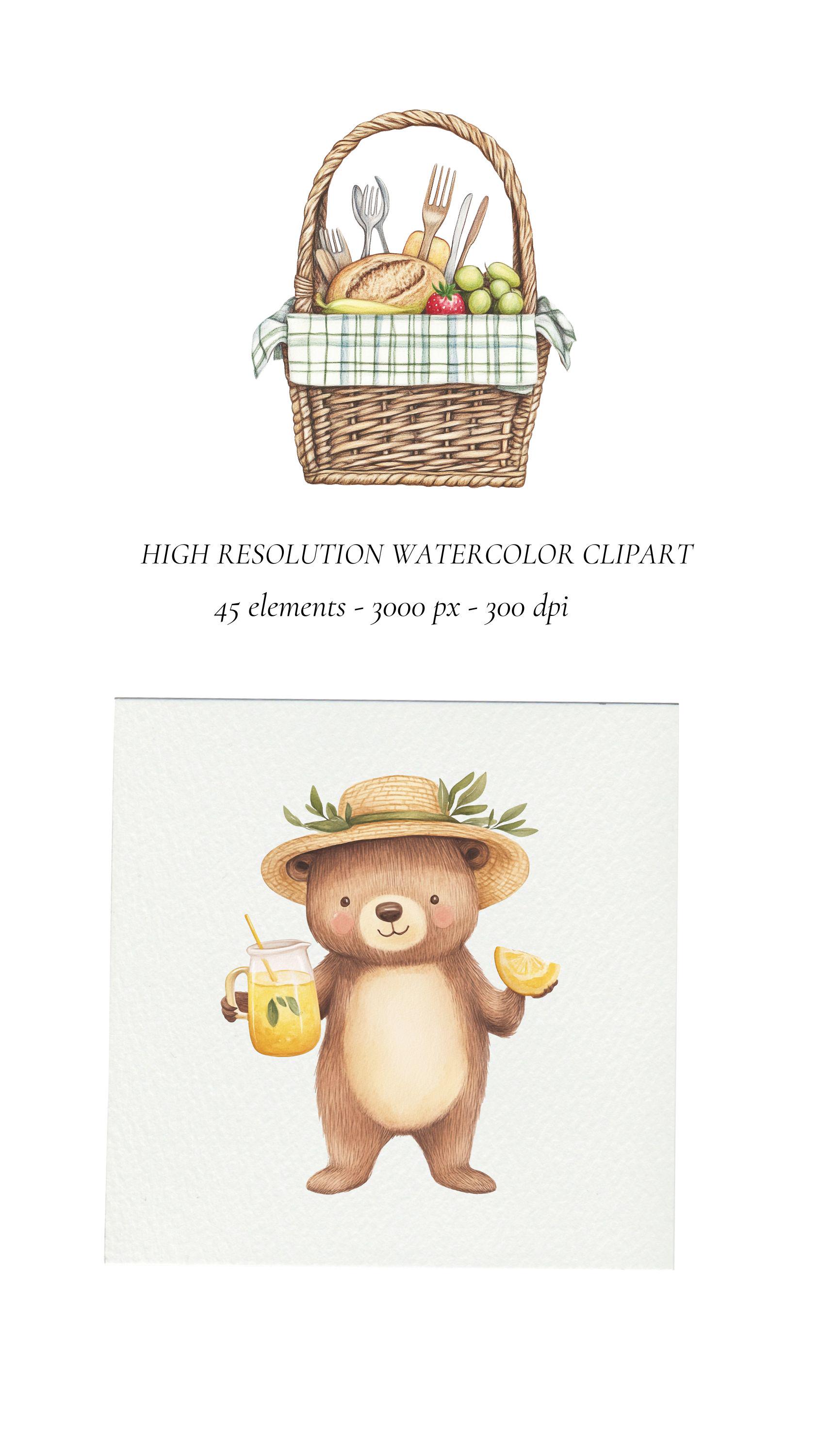 Woodland Picnic Clipart: Watercolor Forest Animals (digital Download ...