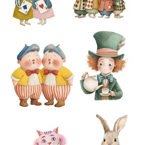 Alice in Wonderland Clipart: Watercolor Tea Party PNG (commercial Use ...