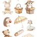 Woodland Picnic Clipart: Watercolor Forest Animals (digital Download ...