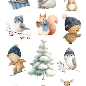 Winter Sports Clipart: Watercolor Kids & Animals (digital Download) - Etsy